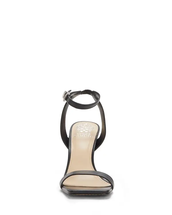 Vince Camuto Saprenda Ankle Strap Heeled Sandal - Black Leather