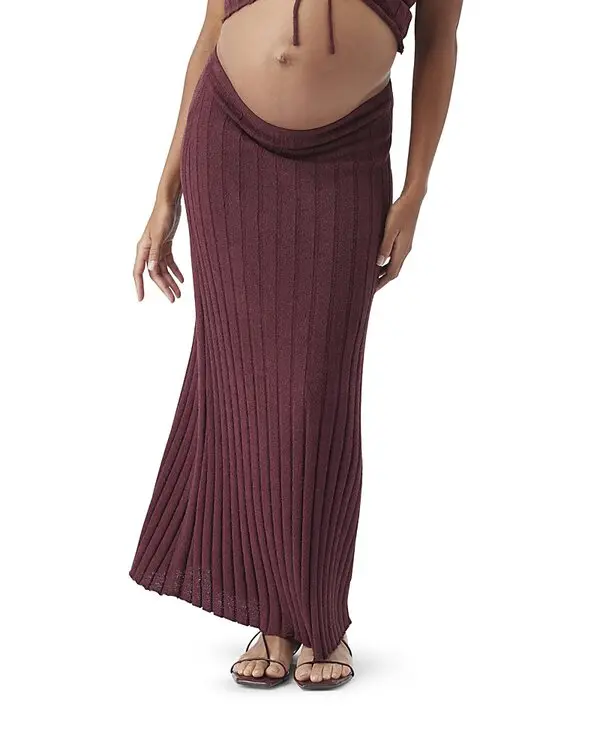 RIPE MATERNITY Rib Knit Maxi Skirt - Maroon