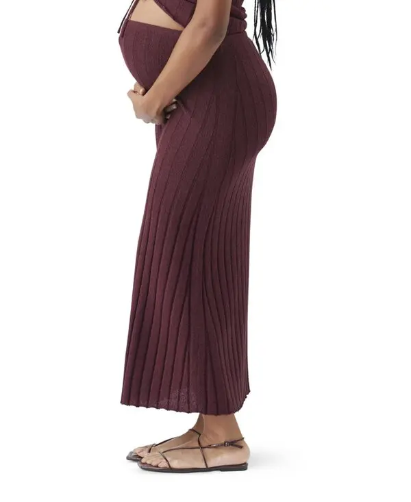 RIPE MATERNITY Rib Knit Maxi Skirt - Maroon