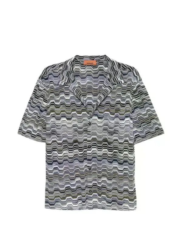 Missoni Zigzag-knit Camp-collar Shirt - Grey