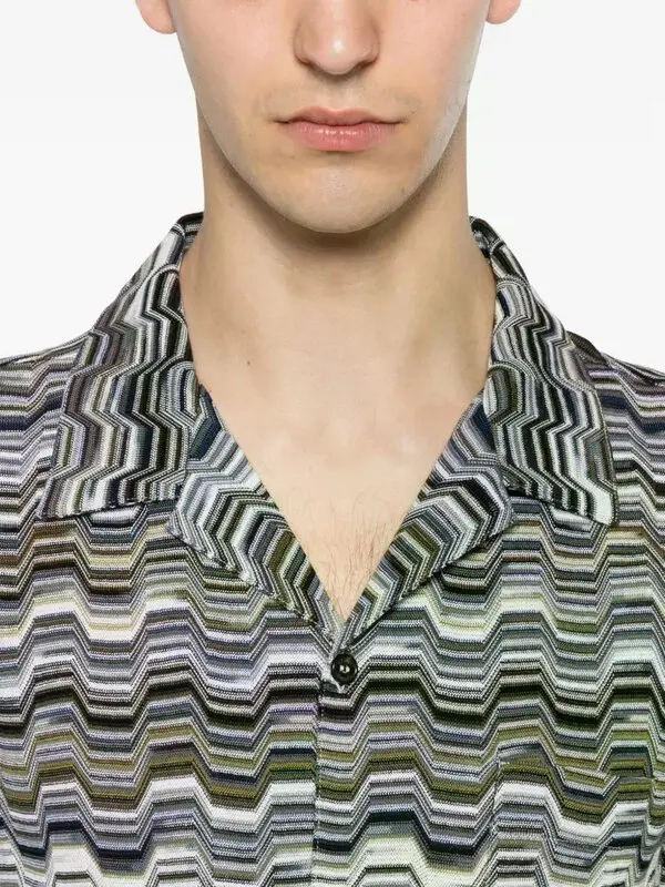 Missoni Zigzag-knit Camp-collar Shirt