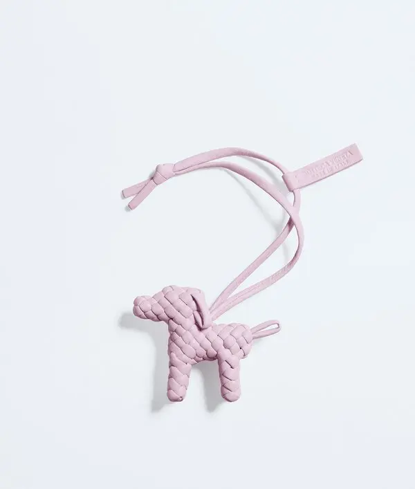 Bottega Veneta Intreccio Nappa Leather Dog Charm With Lanyard - Thistle