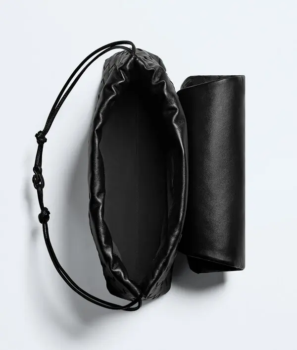 Bottega Veneta Giorno Intrecciato Leather Pouch - Black