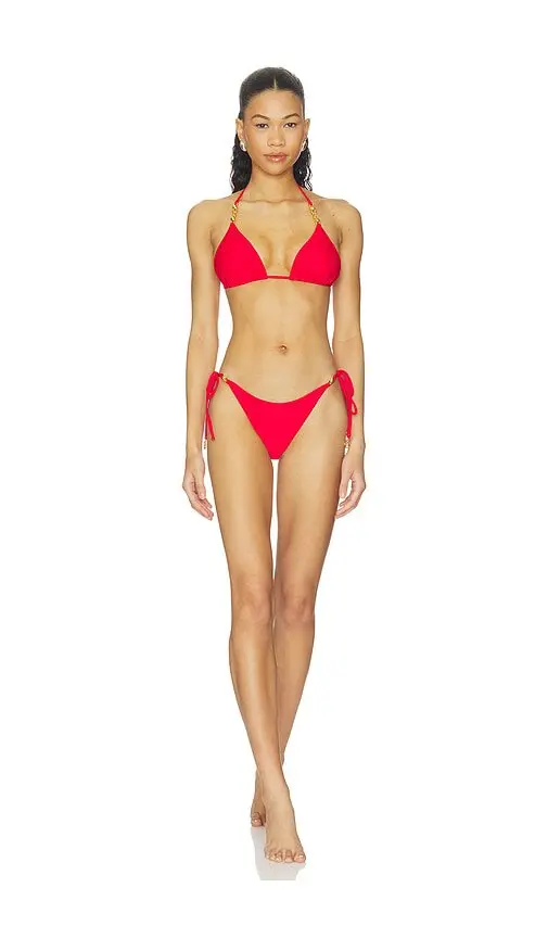 Luli Fama High Tide Knot Link Triangle Bikini Top