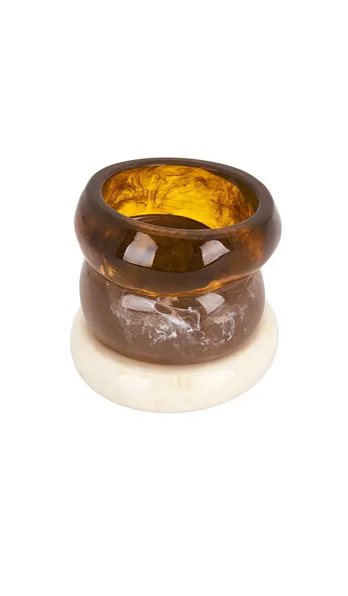 EPIFENE Set Of 3 Chunky Acetate Bangles - Brown & Cream Swirl