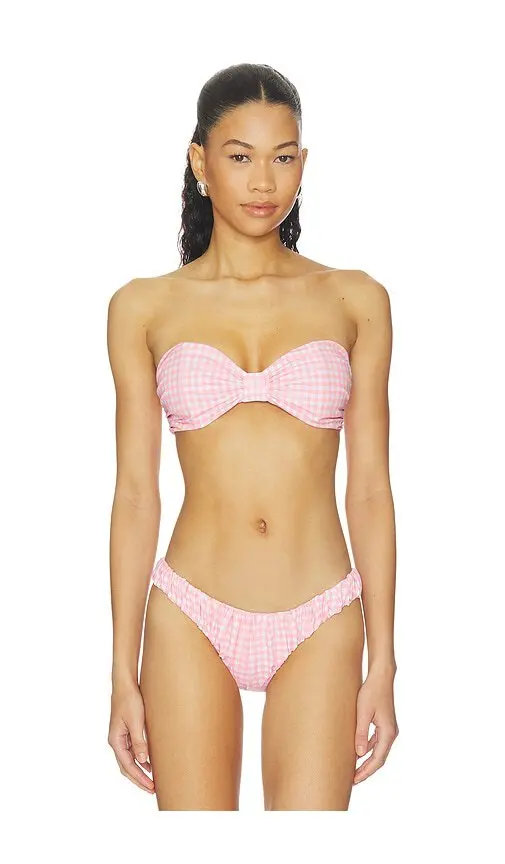 Caroline Constas Maria Bikini Top - Pink Gingham