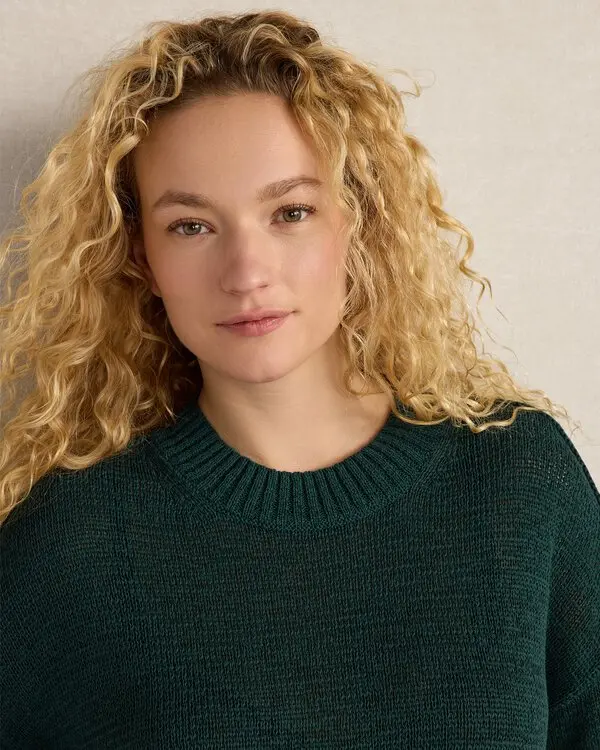 HAVEN WELL WITHIN Organic Cotton Linen Tape Yarn Sweater - Deep Turquoise