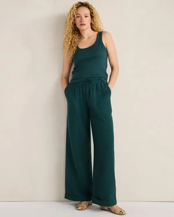HAVEN WELL WITHIN Organic Cotton Gauze Wide Leg Pants