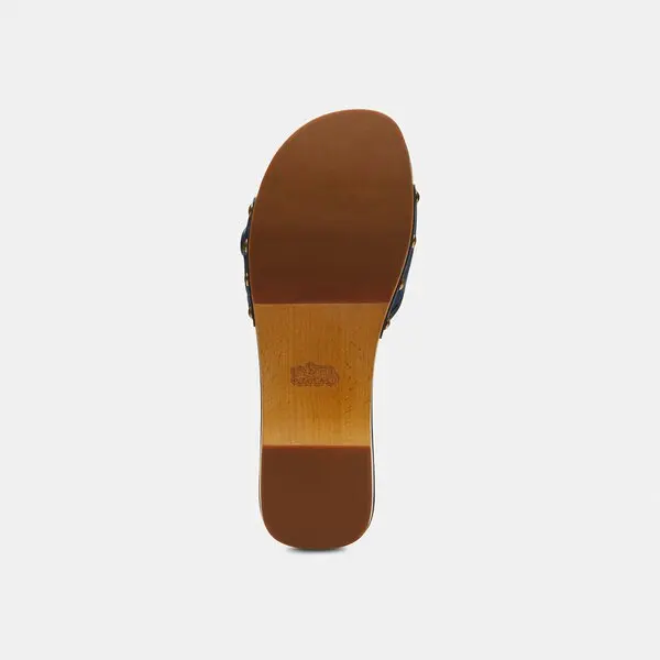COACH Margot Wooden Platform Sandal With Signature Denim Patchwork