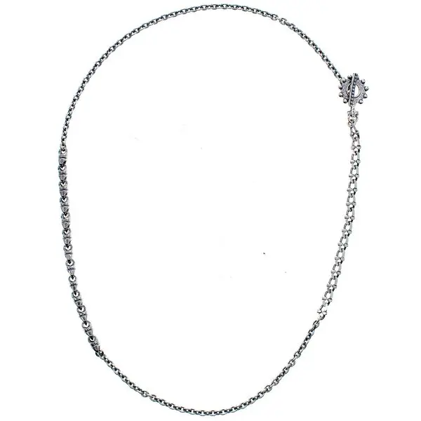 GEM KINGDOM Ex Voto Textured Link Necklace - Silver