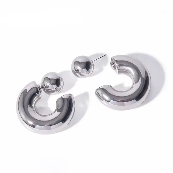 ISAIAH 54:17 The Milan Sculptural Sterling Double Hoop Earrings - Silver
