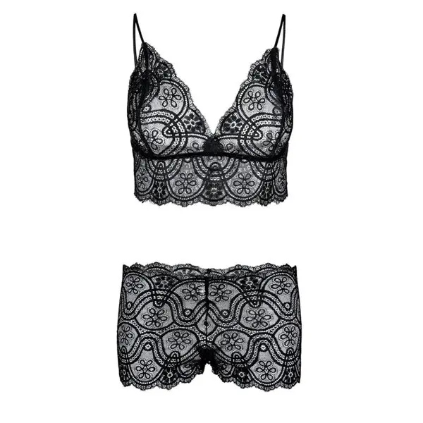OH!ZUZA NIGHT&DAY Midnight Lace – Bralette & Boxer Set - Black