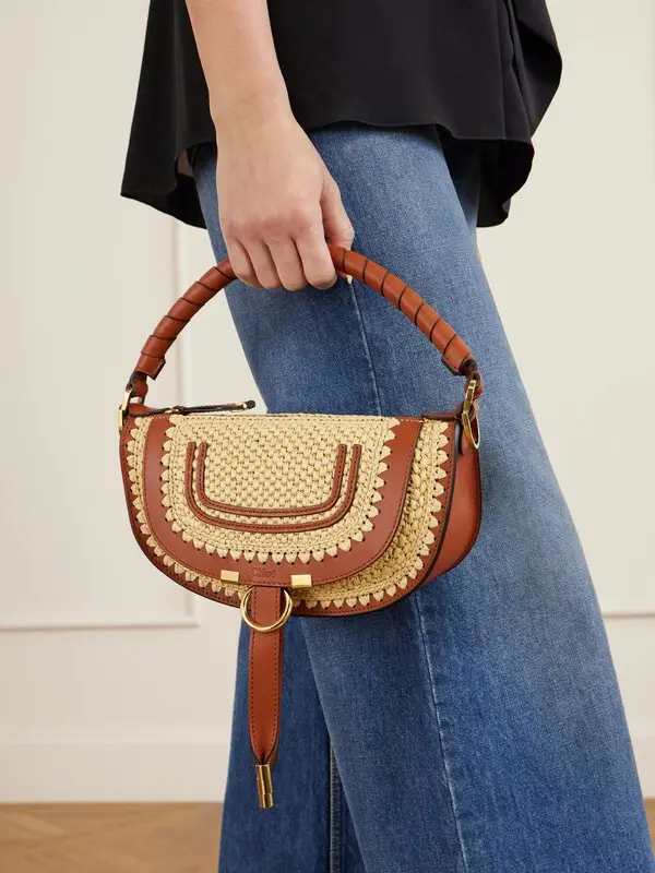 Chloé Marcie Raffia Shoulder Bag