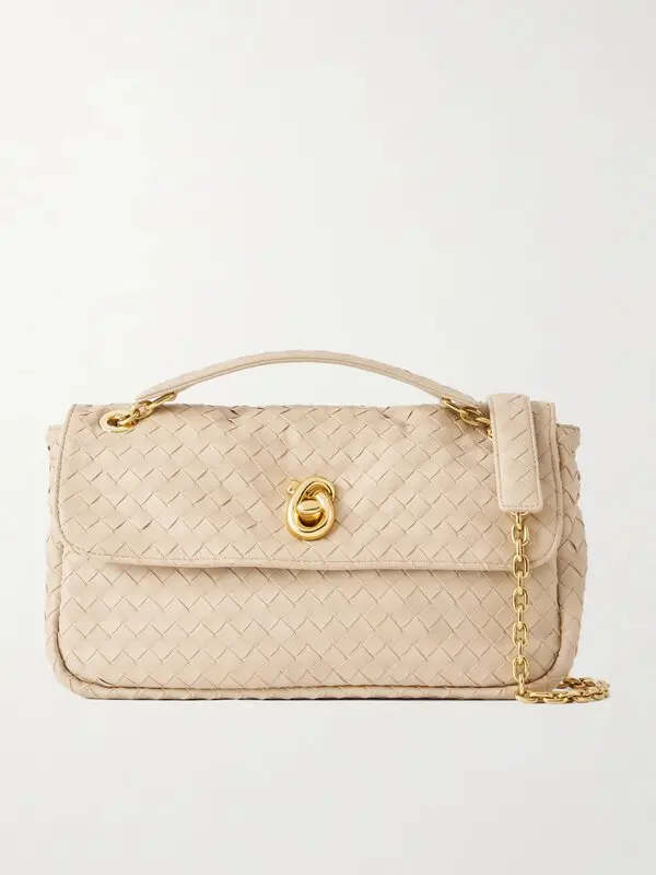 Bottega Veneta Madison Intrecciato Leather Shoulder Bag - Neutrals