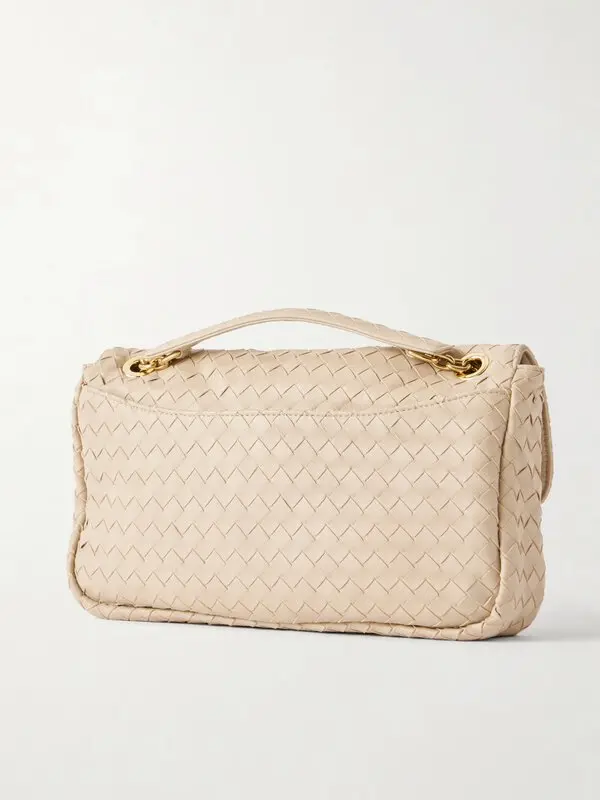 Bottega Veneta Madison Intrecciato Leather Shoulder Bag - Neutrals