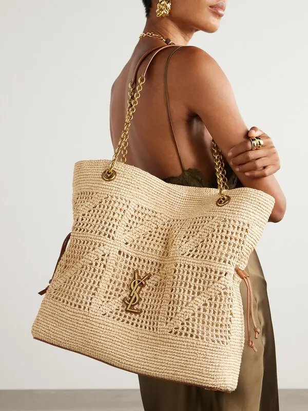 Saint Laurent Jamie Shopping Raffia Shoulder Bag