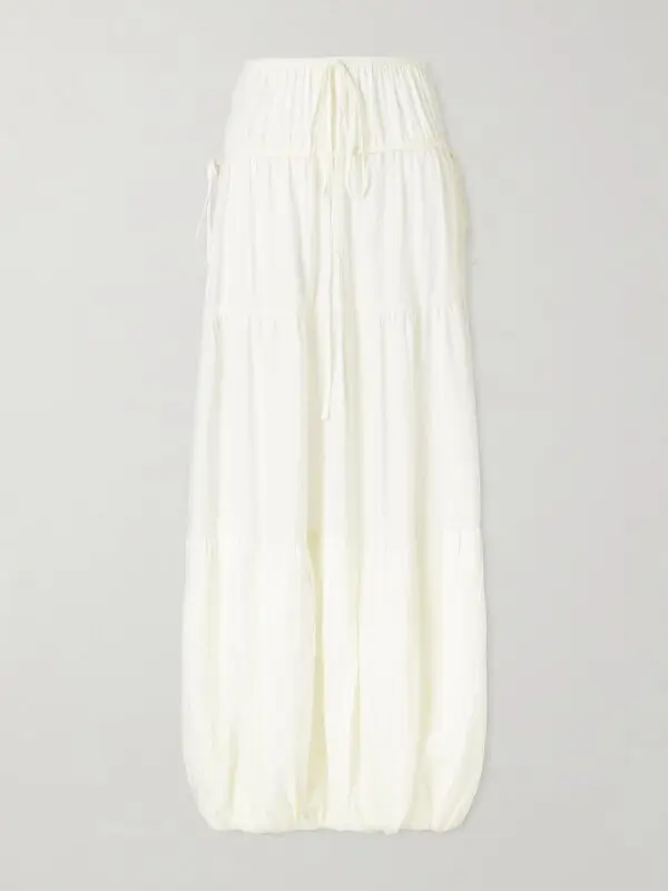 Co Gathered Crepe Bubble Maxi Skirt - Neutrals
