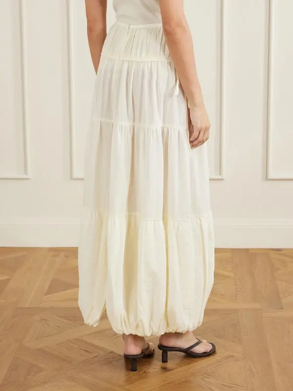 Co Gathered Crepe Bubble Maxi Skirt - Neutrals