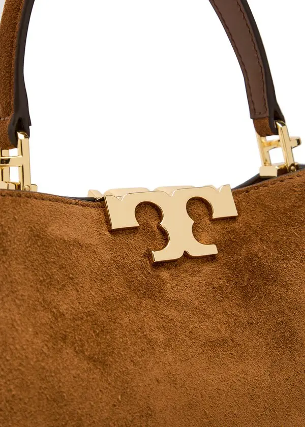 Tory Burch Eleanor Mini T-logo Suede Top Handle Bag - Caramel