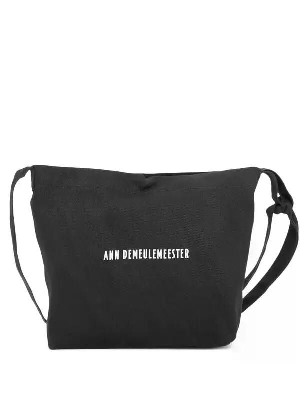 ANN DEMEULEMEESTER Small Cotton Shoulder Bag - Black