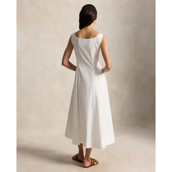 Ralph Lauren Paneled Cotton Boatneck Dress - White
