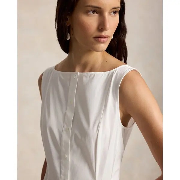Ralph Lauren Paneled Cotton Boatneck Dress - White