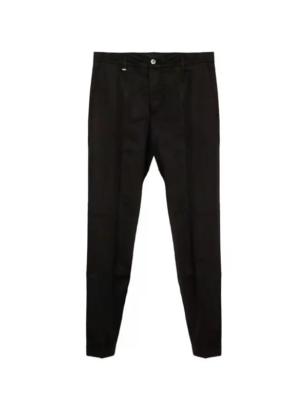 FAY Pressed-crease Slim-fit Cotton Trousers - Brown