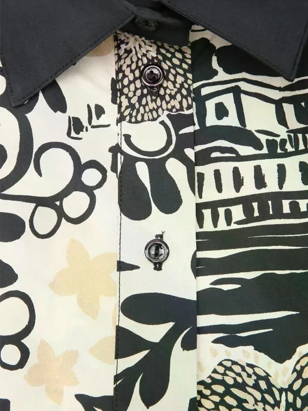 ERMANNO FIRENZE Graphic Print Button-up Midi Dress