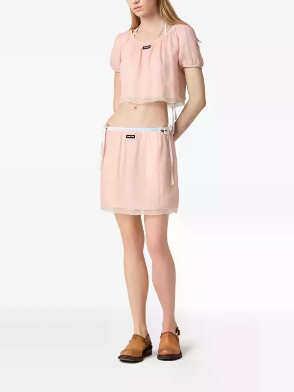 Miu Miu Chiffon Layered Crop Top