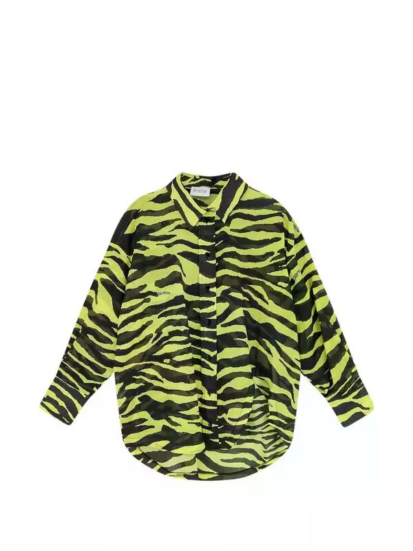 Attico Asymmetric Animal-print Cotton Shirt - Yellow