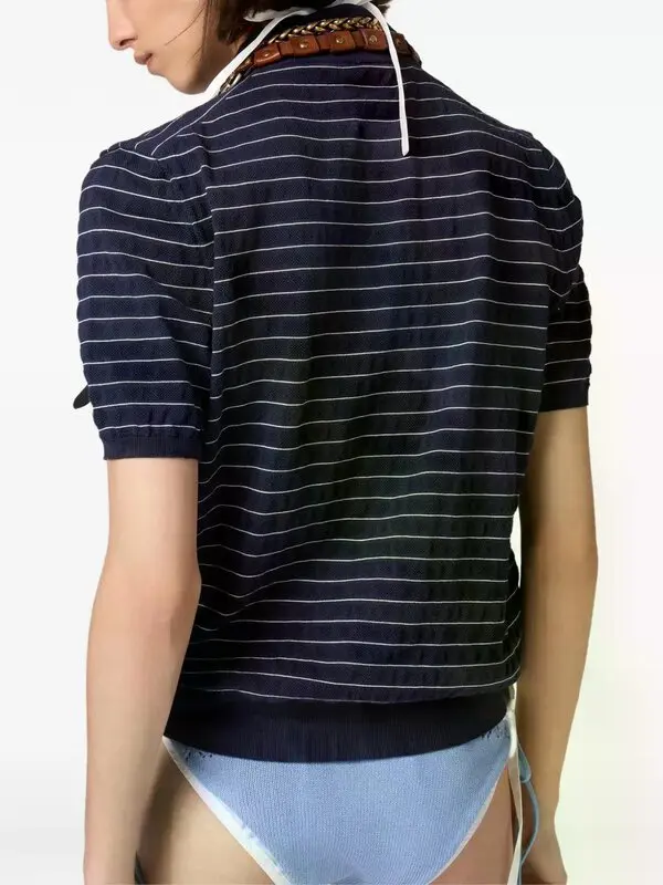 Miu Miu Striped V-neck Polo Shirt