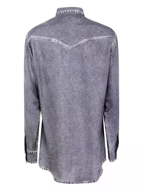 PIERRE-LOUIS MASCIA Acid Wash Double Pocket Shirt - Grey