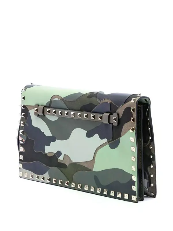 Valentino Garavani Camouflage Rockstud Wristlet Clutch Bag - Brown