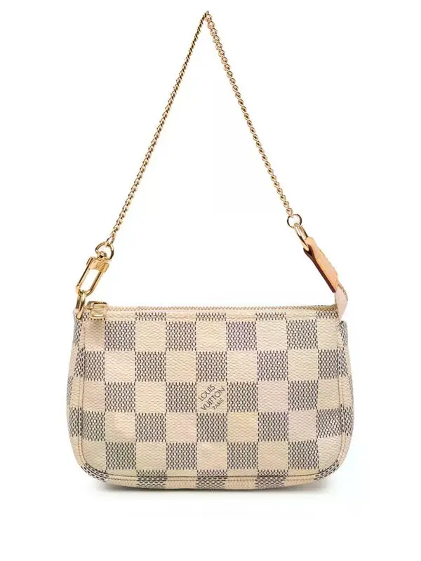 LOUIS VUITTON Damier Azur Mini Pochette Accessoires Handbag - White