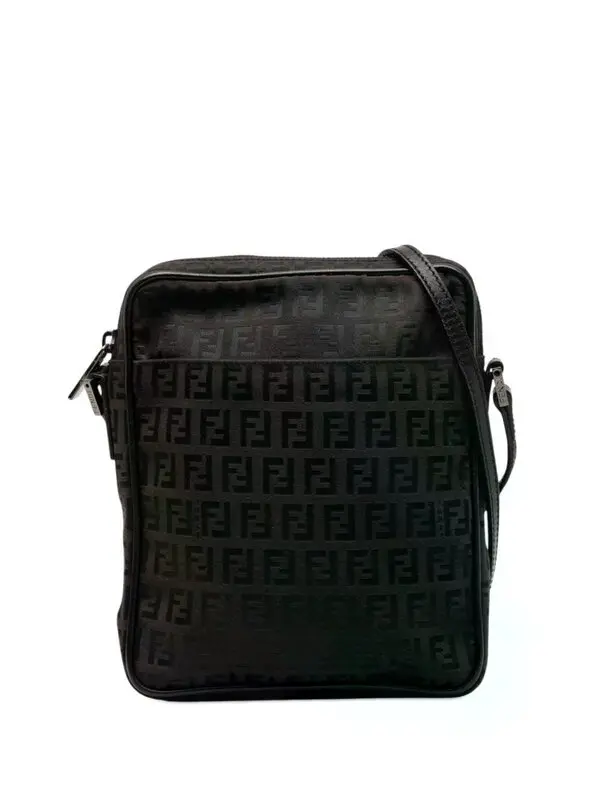 Fendi Zucchino Canvas Crossbody Bag - Black