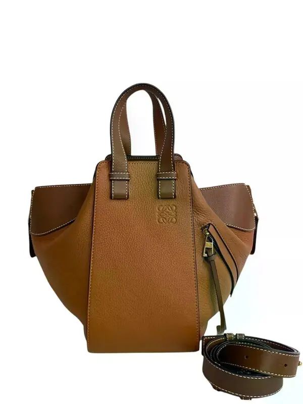 Loewe Bicolor Leather Hammock Satchel - Brown