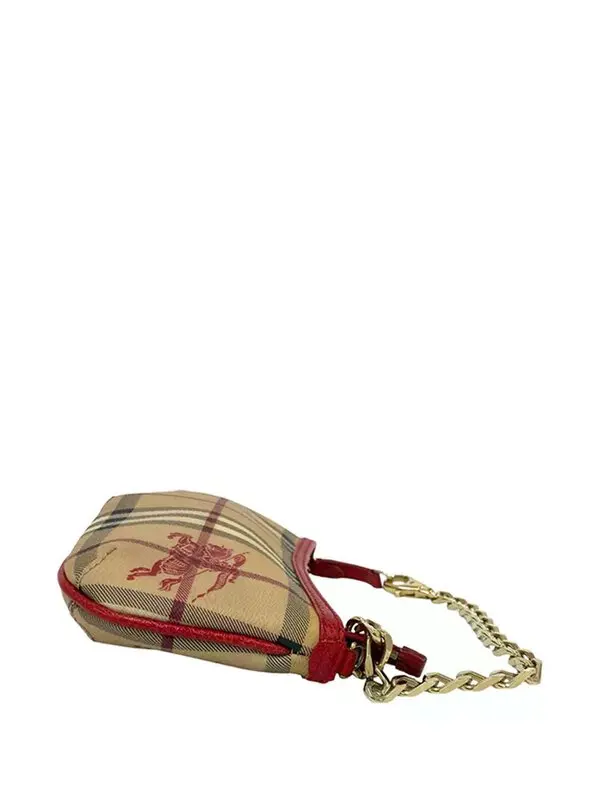 Burberry Haymarket Check Coated Canvas Clara Pochette Shoulder Bag - Red