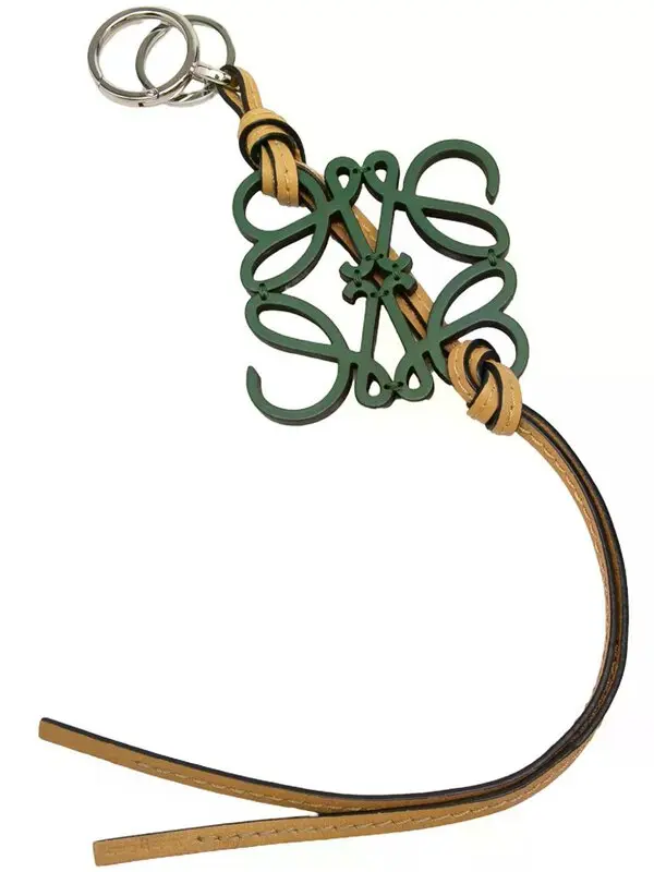 Loewe Leather Anagram Ring And Bag Charm Key Chain - Green