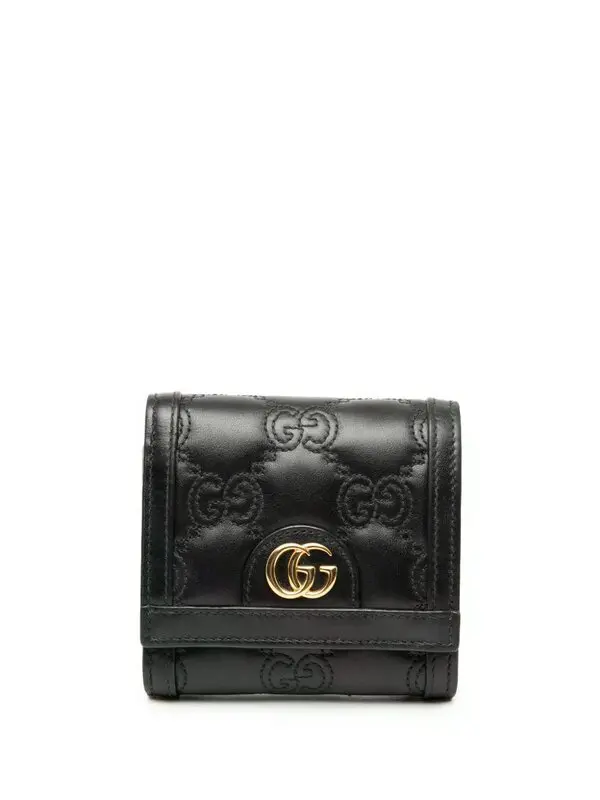 Gucci 2016-2026 Gg Matelasse Calfskin Card Case Wallet Small Wallets - Black