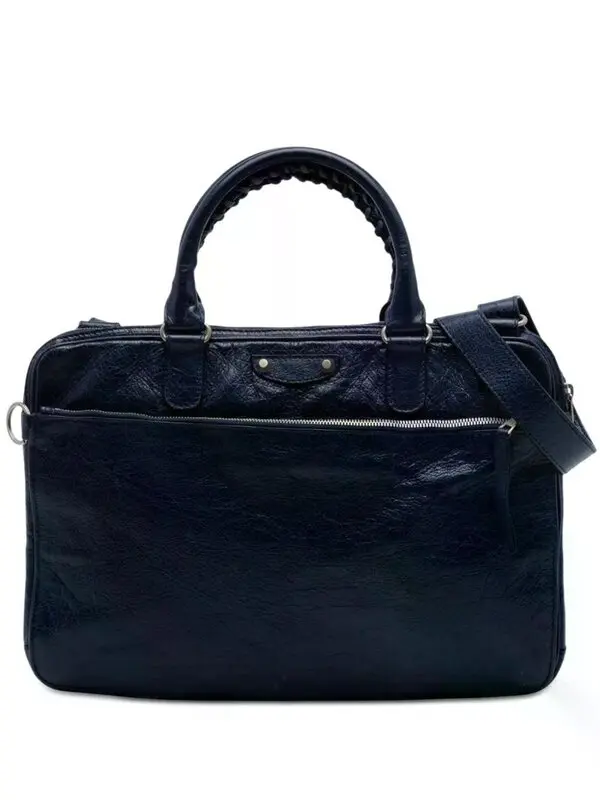 Balenciaga Lambskin Leather Briefcase Bag - Blue