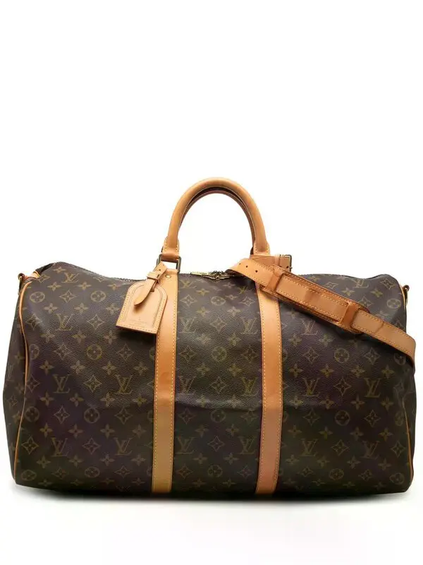 LOUIS VUITTON Monogram Keepall Bandouliere 50 Travel Bag - Brown
