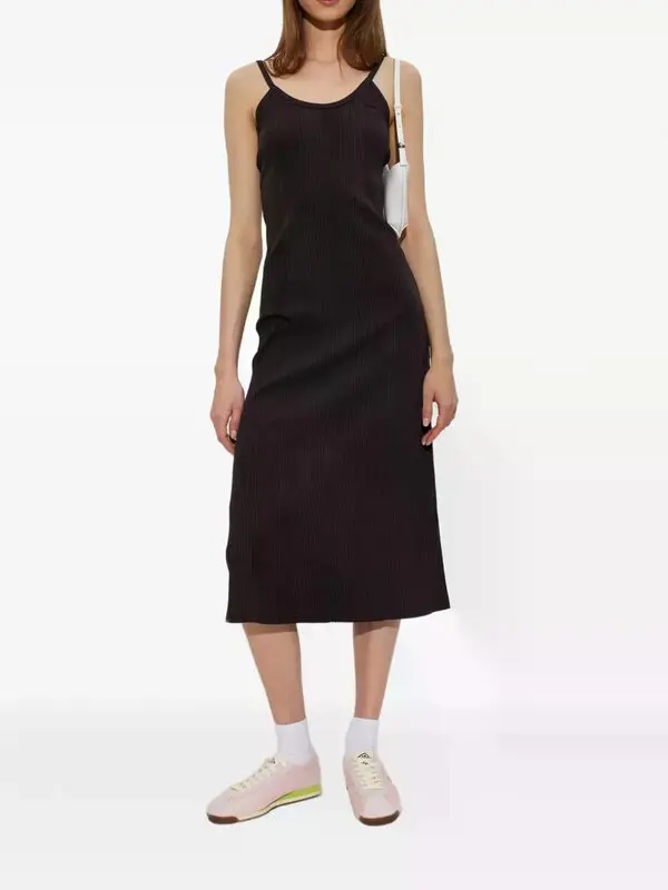 Lacoste Ribbed Knit Logo Patch Dress