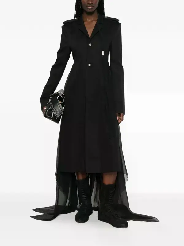 ANN DEMEULEMEESTER Sheer-panelled Epaulette Coat