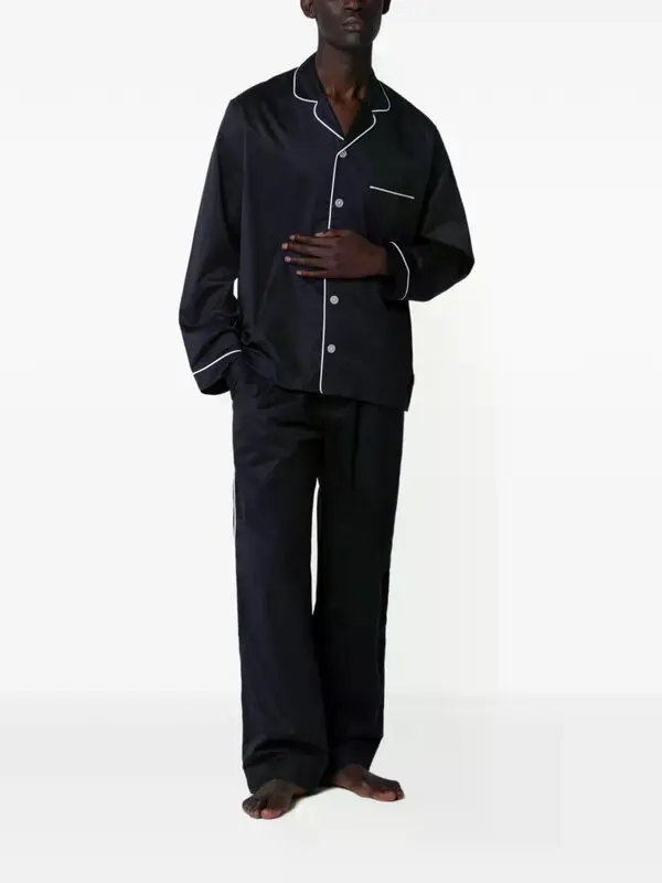 TEKLA Contrast-piping Pajamas Shirt