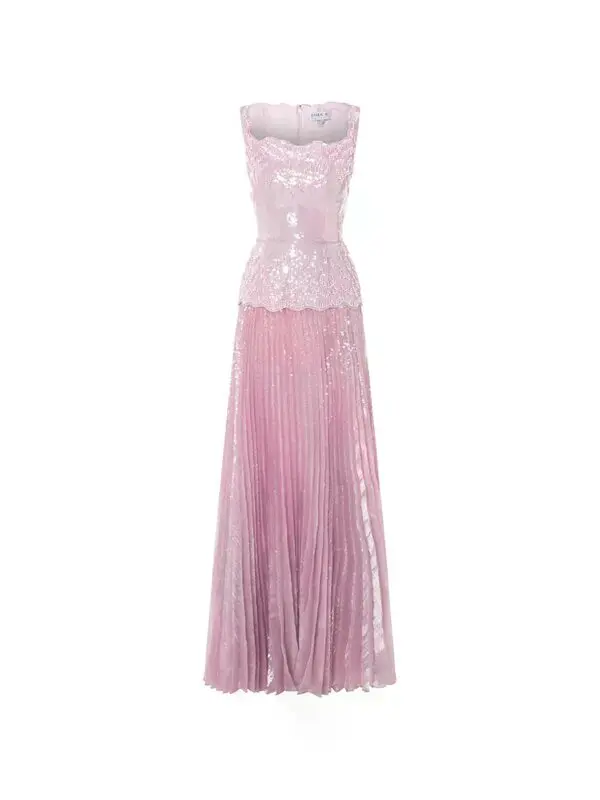 RAMI AL ALI Embellished Pleated Maxi Gown