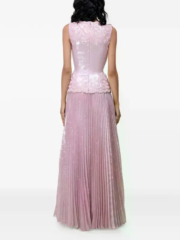 RAMI AL ALI Embellished Pleated Maxi Gown