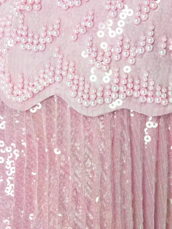 RAMI AL ALI Embellished Pleated Maxi Gown