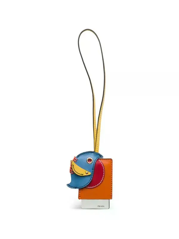 Prada Leather Mirror Case Pendant - Orange