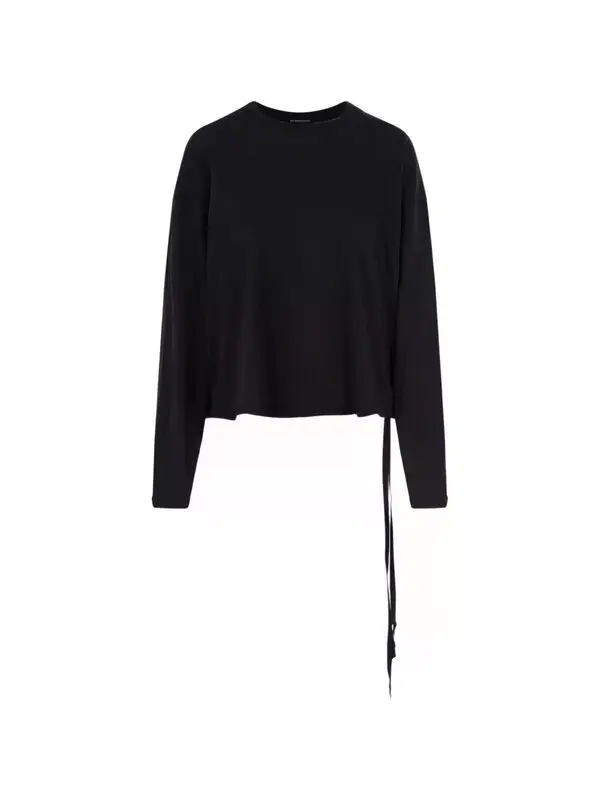 ANN DEMEULEMEESTER Tie-detail T-shirt - Black