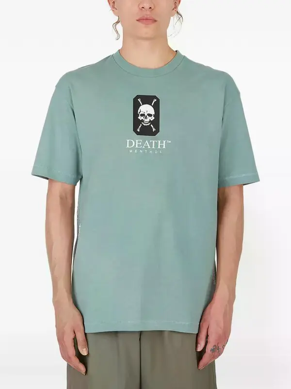 DEATH CIGARETTES Skull-graphic T-shirt - Green